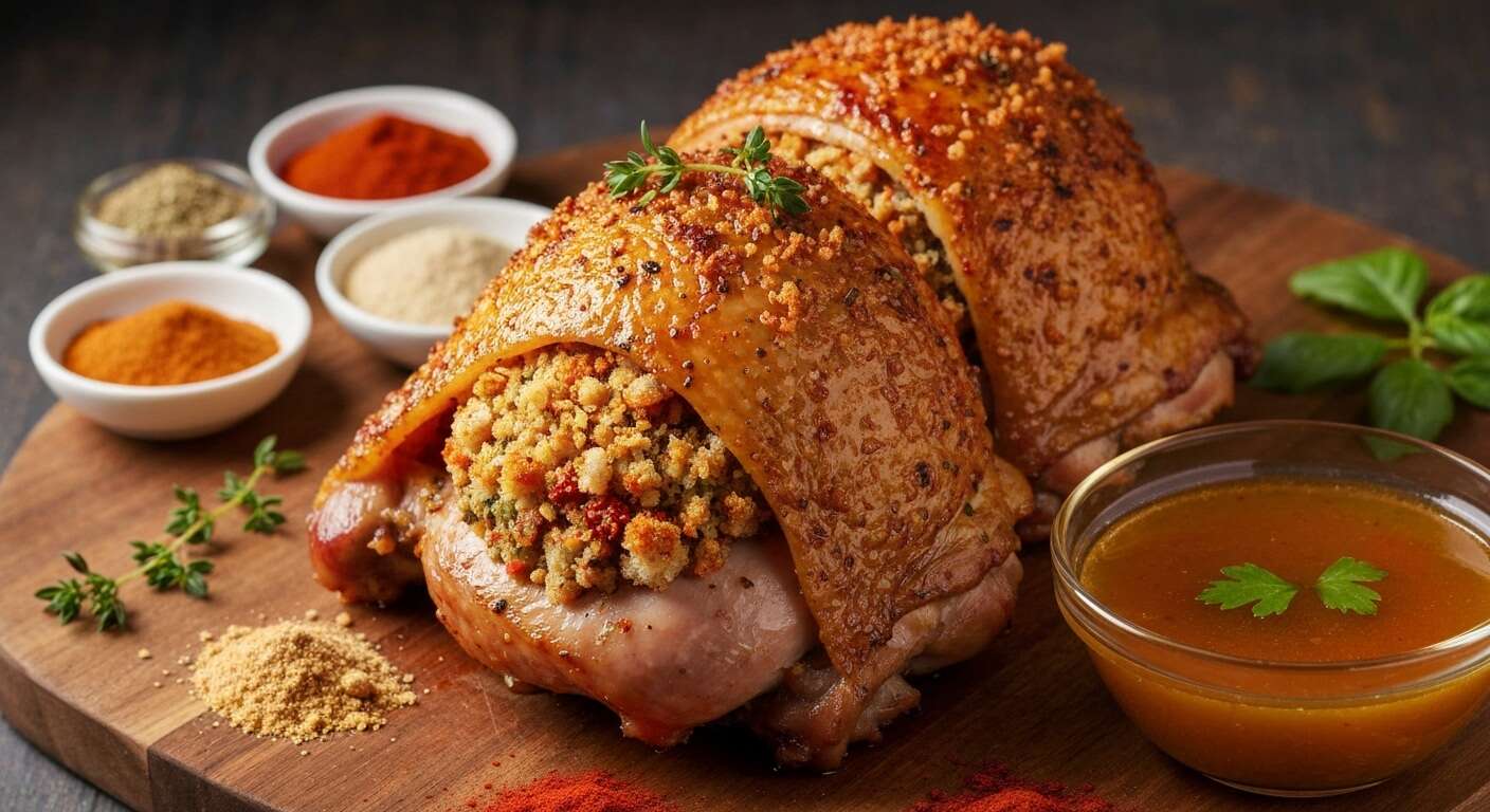 Cuisse de dinde farcie épicée : recette savoureuse