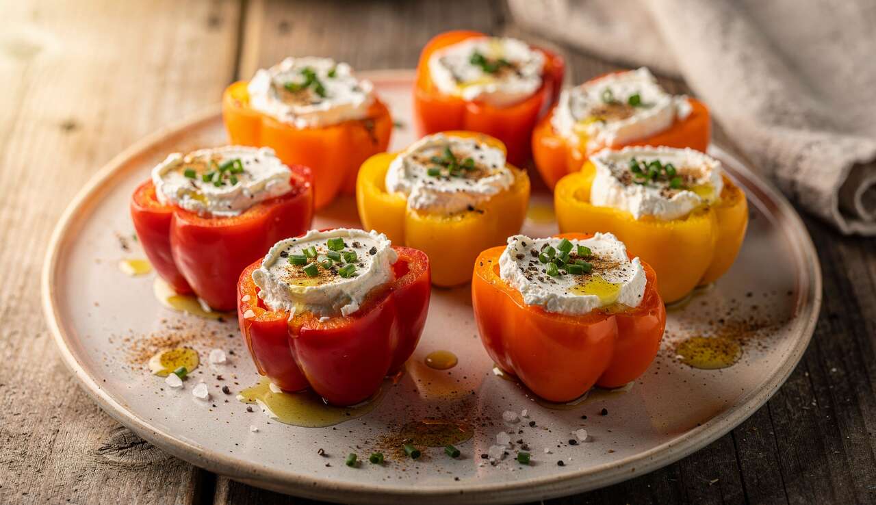 Mini poivrons farcis au fromage de chèvre frais
